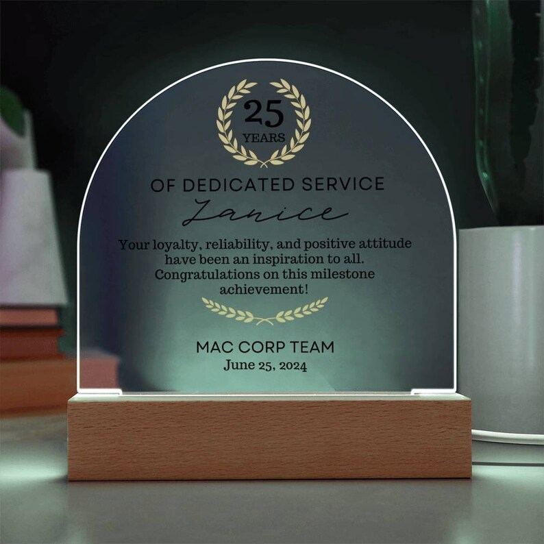 Personalized 25 Years Service Award: Acrylic Employee Appreciation ...