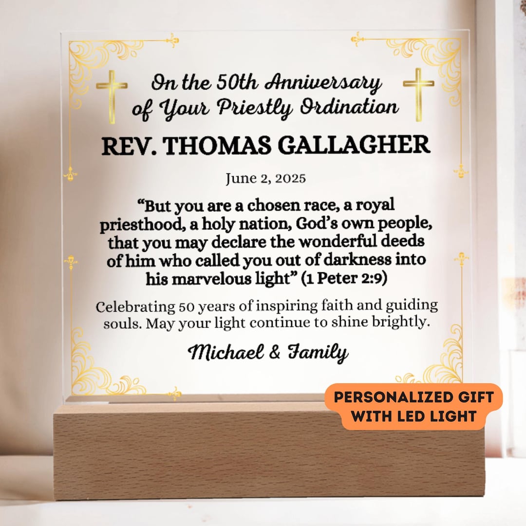 Personalized Priestly Ordination Anniversary Gift Catholic Ordination ...