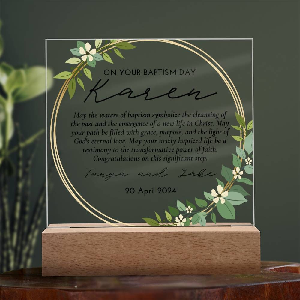 Personalized Acrylic Baptism Plaque: Christian Gift With LED Base - Etsy