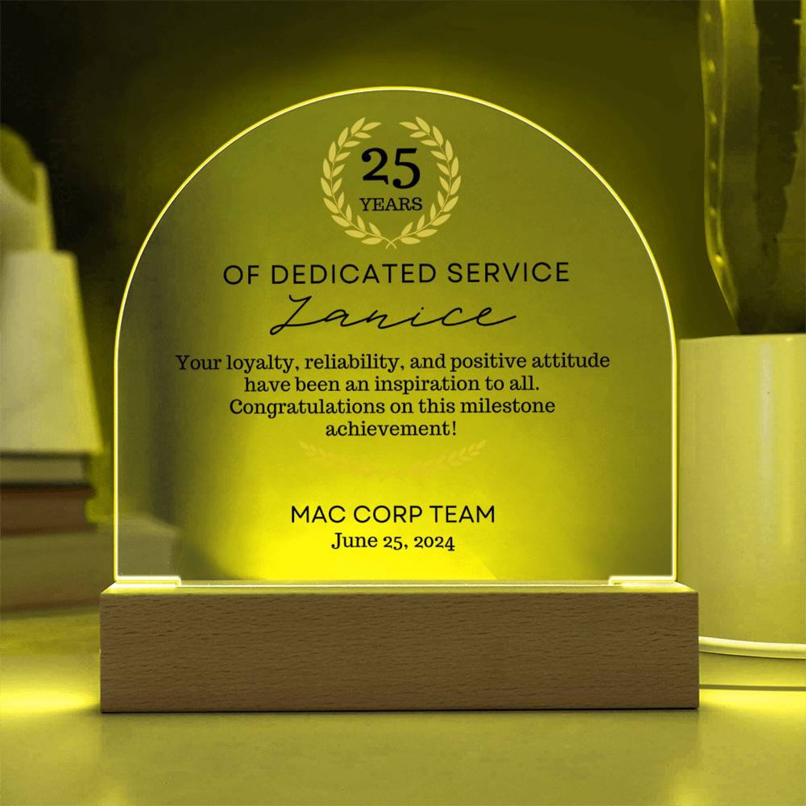 Personalized 25 Years Service Award: Acrylic Employee Appreciation ...