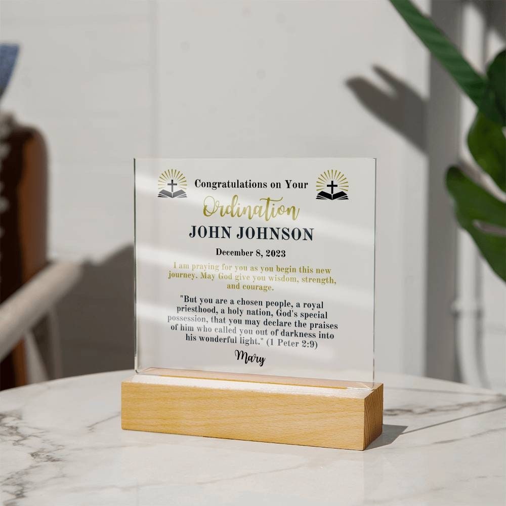 Personalized Christian Ordination Gift | Acrylic Plaque Keepsake - Etsy