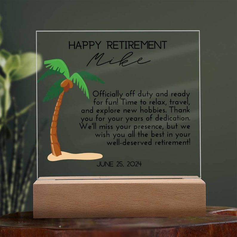 Personalized Retirement Gift for Coworker Custom Acrylic Plaque Happy ...
