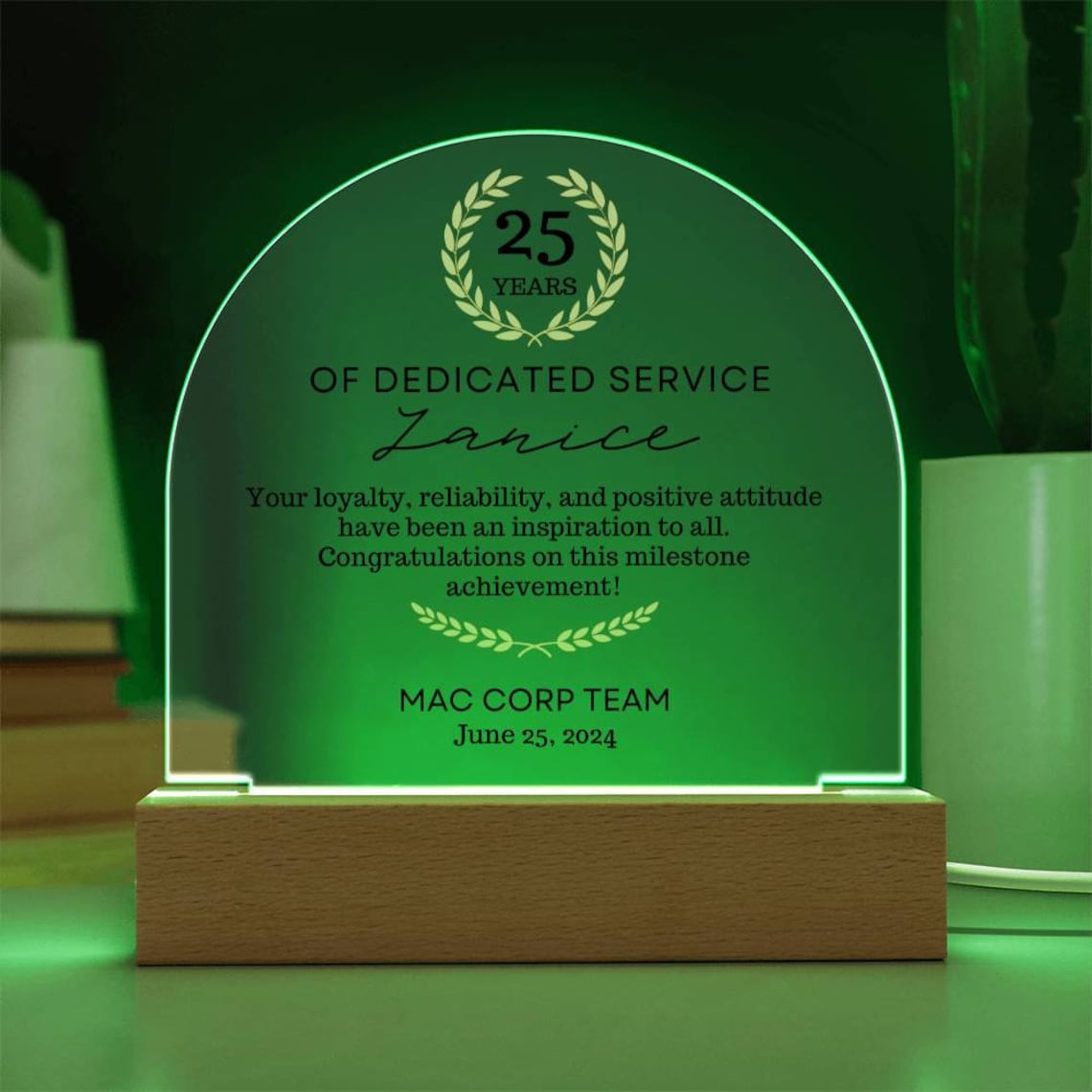 Personalized 25 Years Service Award: Acrylic Employee Appreciation ...