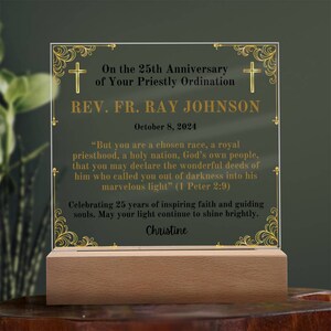 Personalized Priestly Ordination Anniversary Acrylic Plaque With LED ...