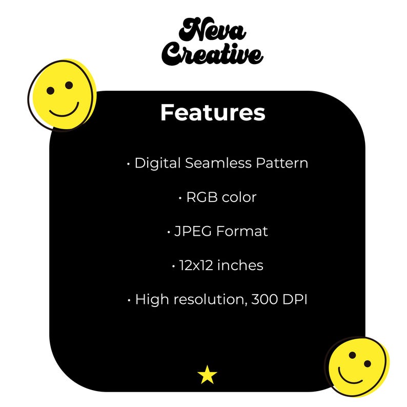 Retro Smiley Face Seamless Pattern: Groovy Fabric, Scrapbooking (JPEG ...