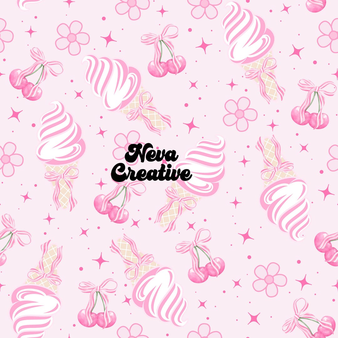 Summer Ice Cream and Bow | Seamless Pattern | Digital Paper ...