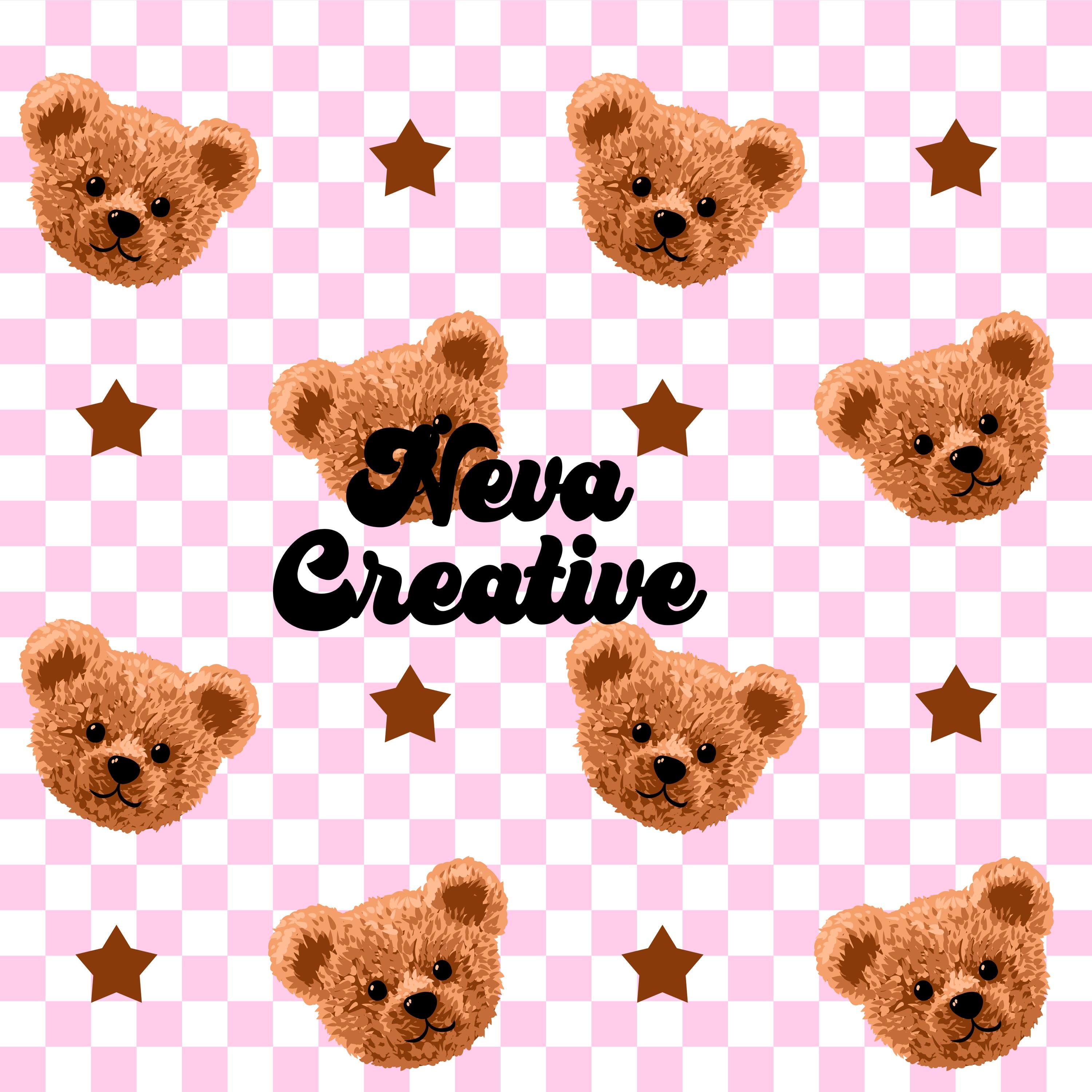 Teddy Bear & Stars Checkered Seamless Pattern (digital Paper) - Etsy