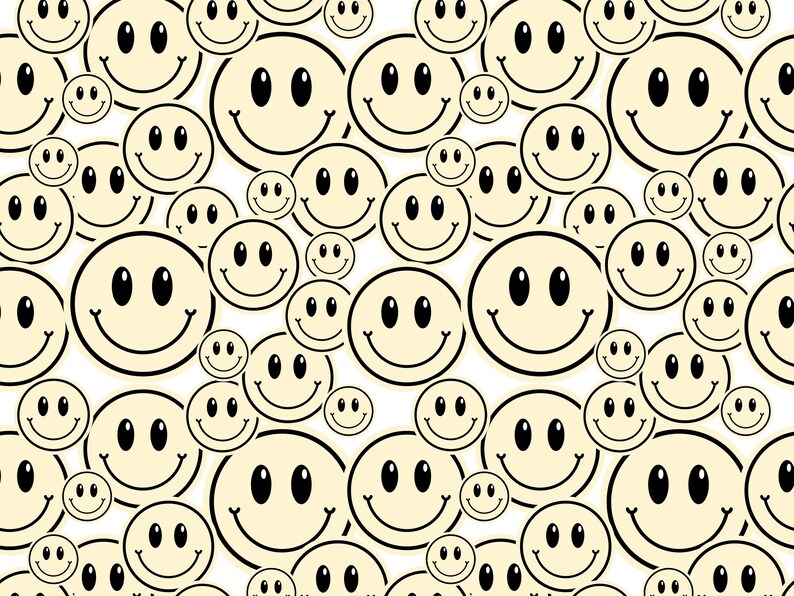 Retro Smiley Face Seamless Pattern: Groovy Digital Paper (instant ...