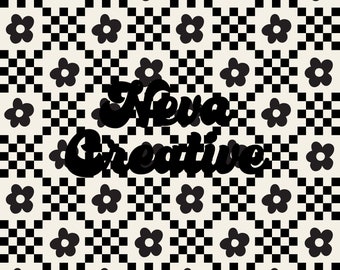 Retro Checker Daisies Checks Seamless Summer Checkers Pattern Seamless ...