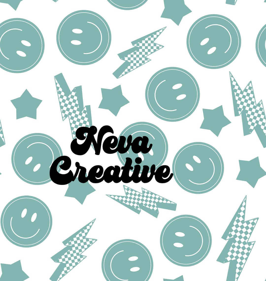 Smile Face and Bolt Seamless Pattern, Boho Smiley Face Line Seamless ...