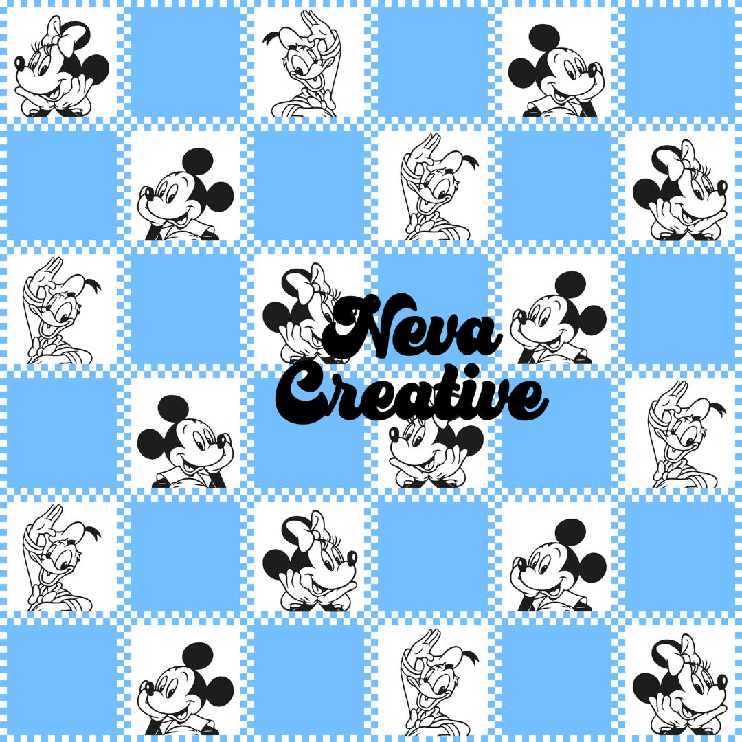 Blue Checkered Mickey Mouse Seamless Pattern (digital Download) - Etsy