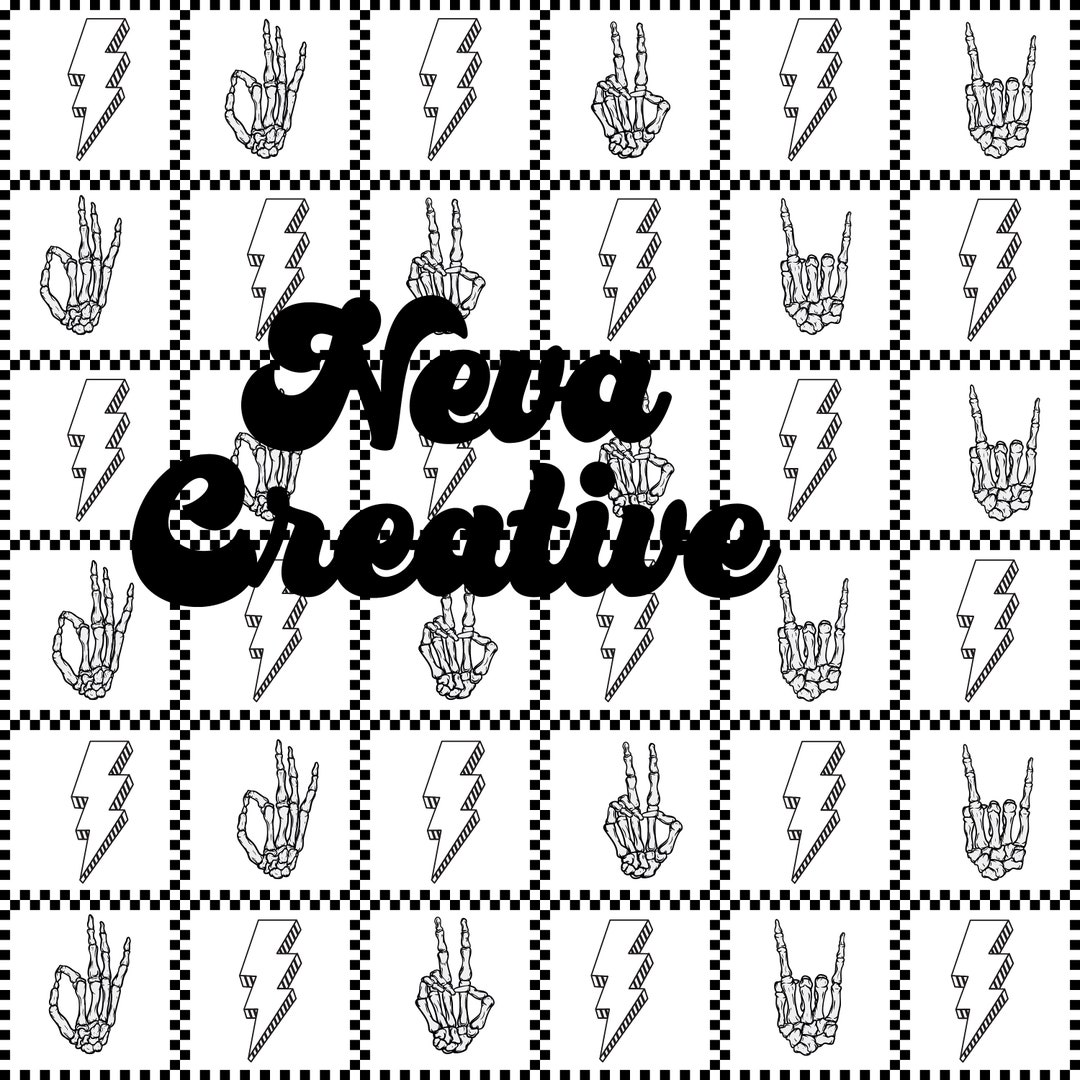 Skeleton Hand & Lightning Bolt Seamless Pattern (digital Download) - Etsy