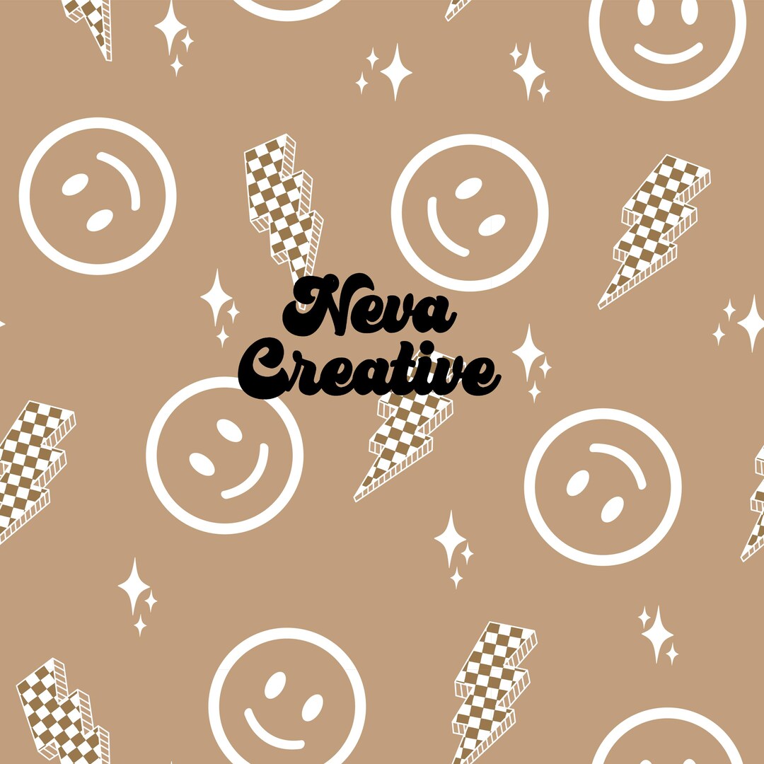 Smiley Face Lightning Bolt Seamless Pattern: Commercial Use (JPG File ...