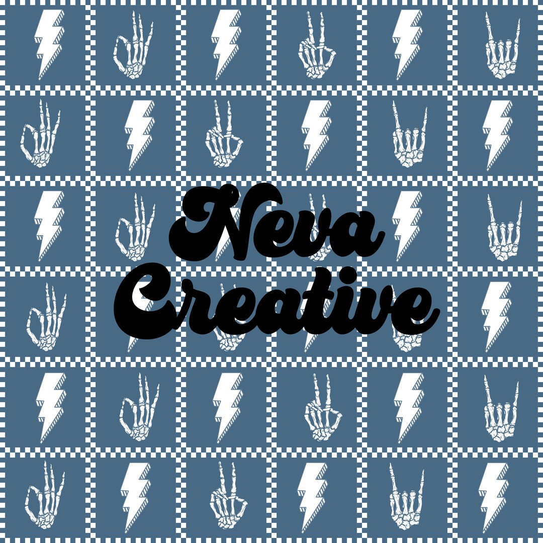 Skeleton Hand & Lightning Bolt Seamless Pattern (JPG Digital File) - Etsy