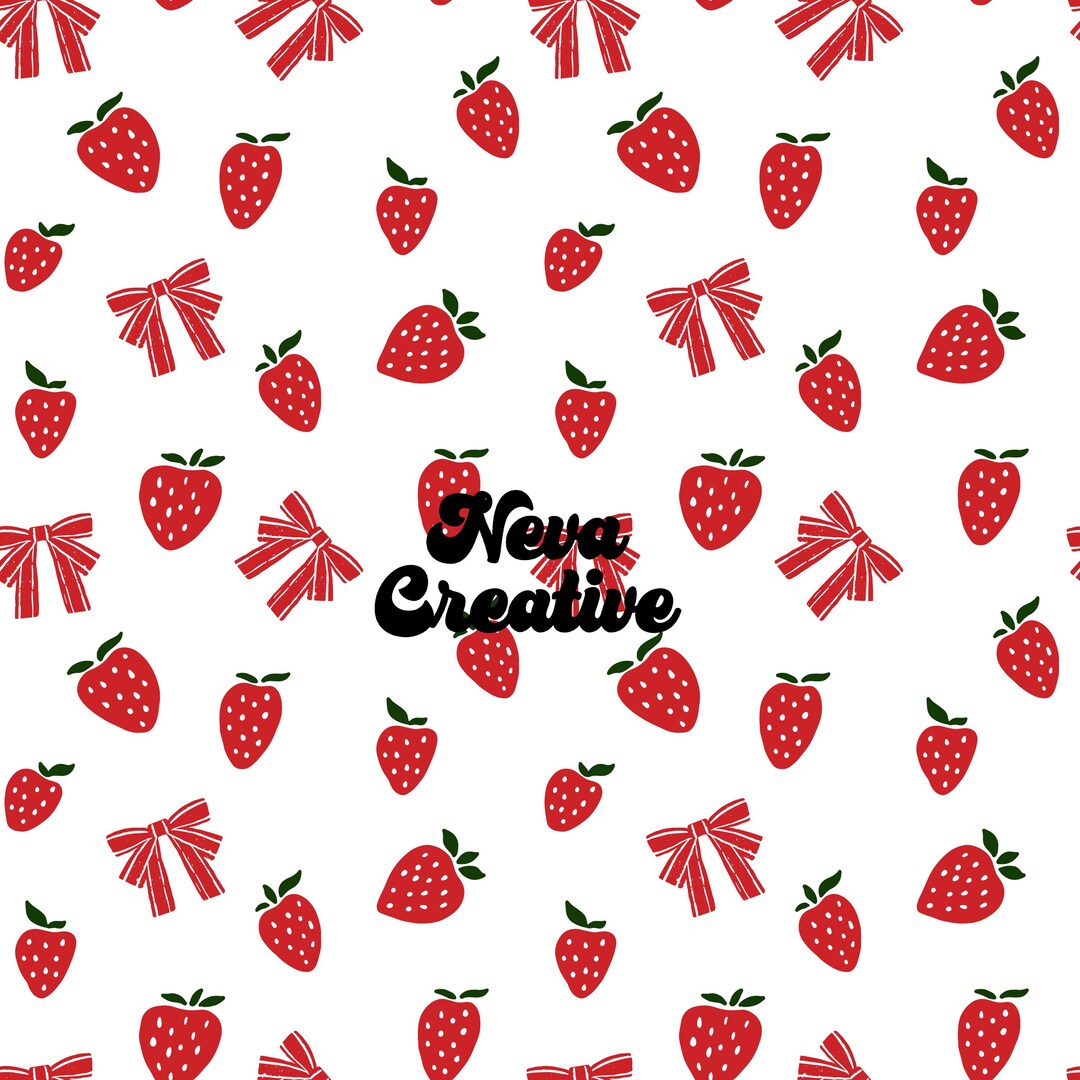 Strawberry & Bow Fabric Pattern: Seamless Repeat (digital Download) - Etsy