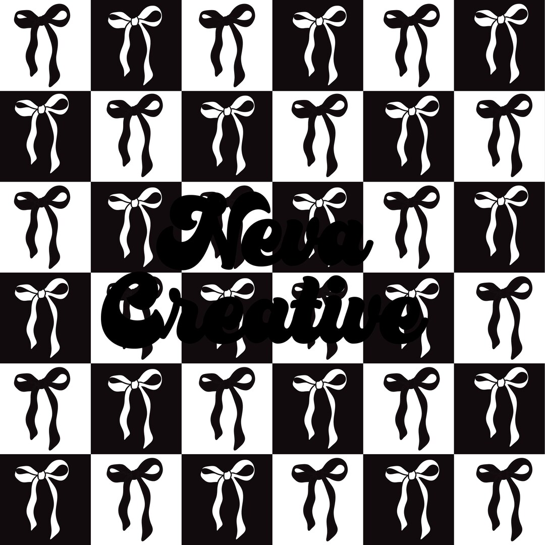 Bow Checkered Digital Paper: Black Seamless Pattern (digital Download ...