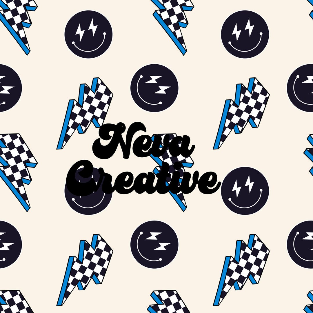 Blue Black Smiley Face Seamless Pattern – Retro Digital Paper for ...