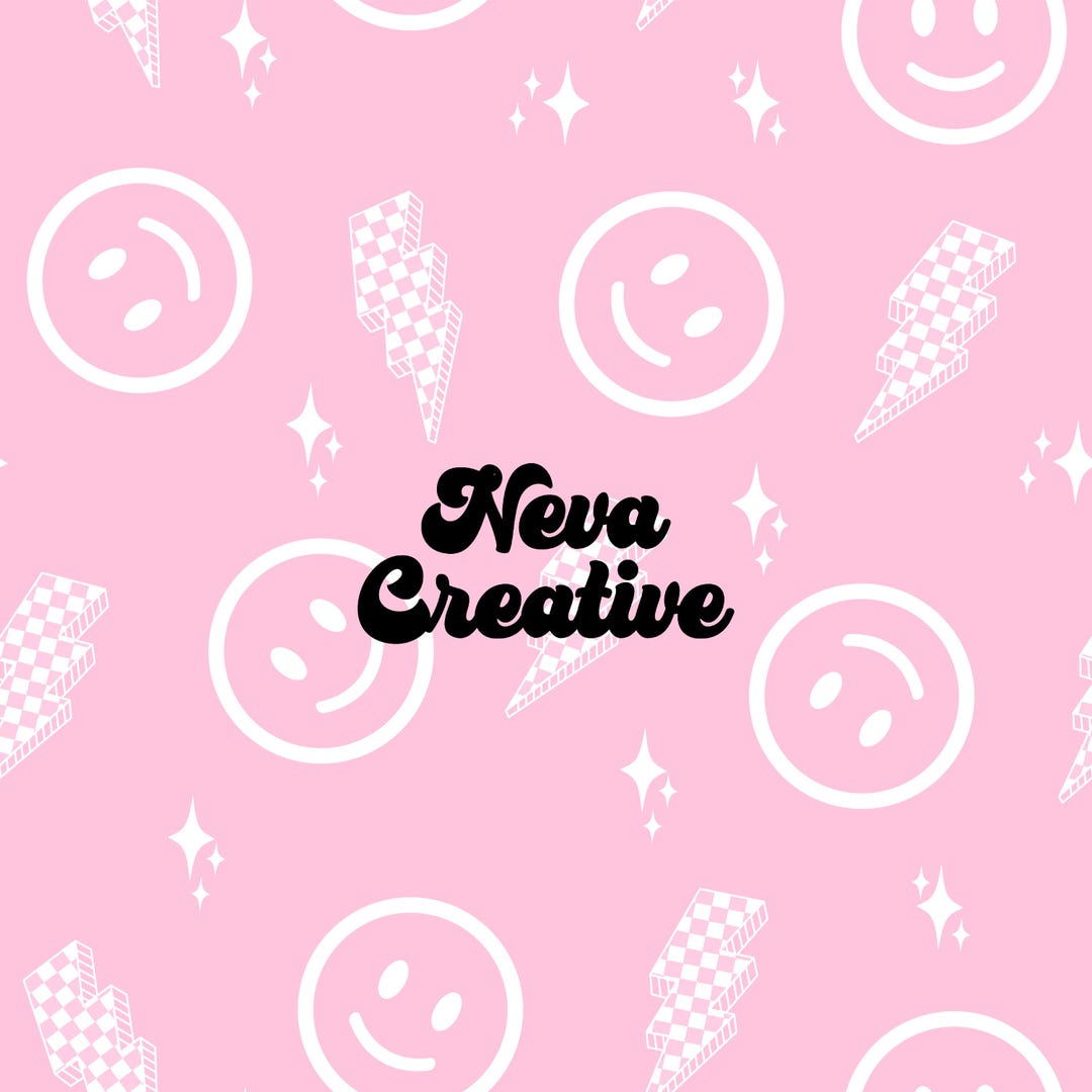 Smiley Face Lightning Bolt Seamless Pattern: Repeating Fabric Design ...