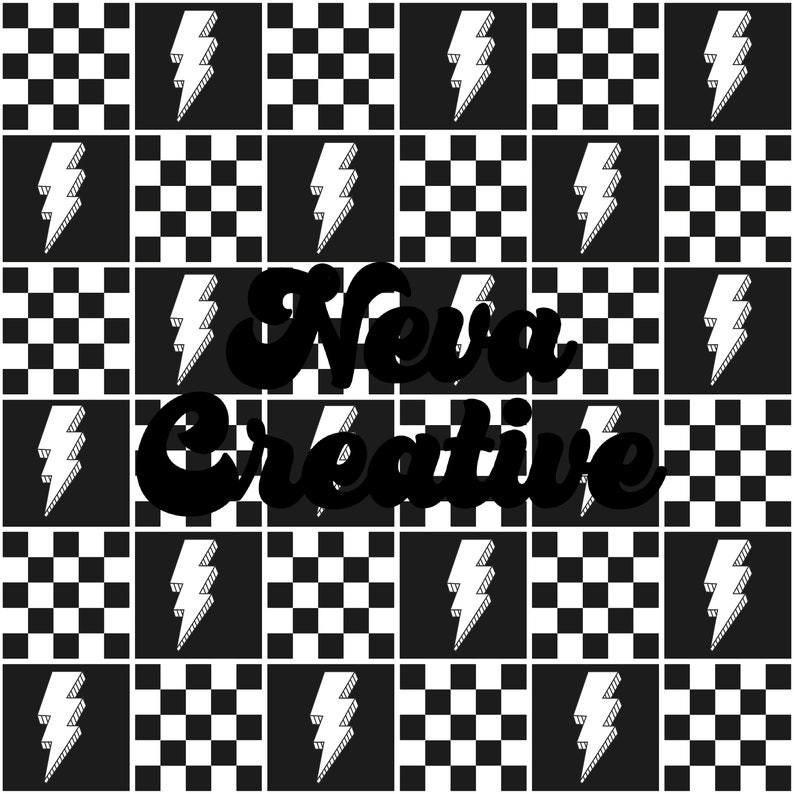 Checkered Lightning Bolt Seamless Pattern, Lightning Bolt, Flash ...