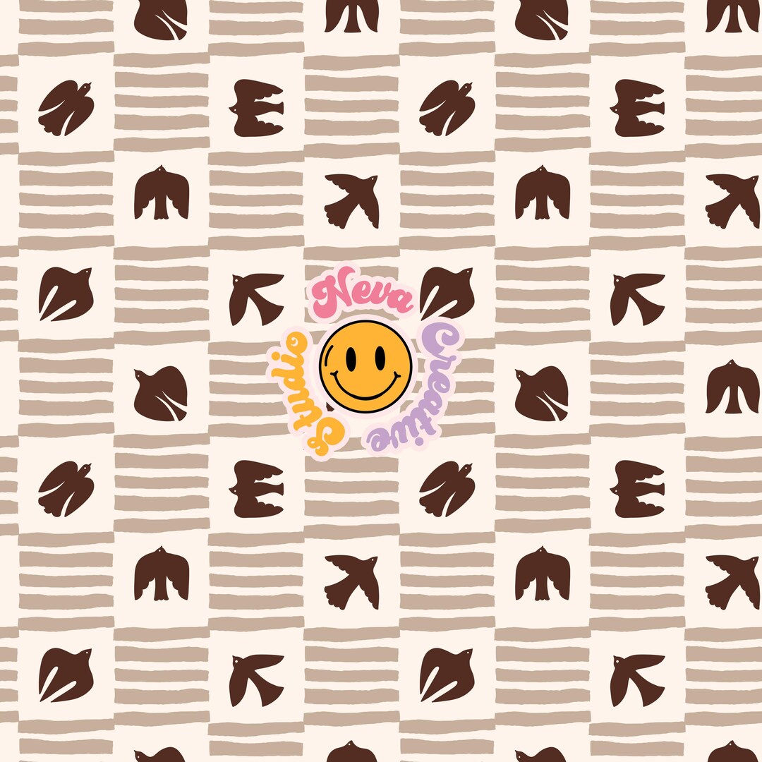 Bird Checkered Pattern: Seamless Digital Fabric (commercial Use) - Etsy
