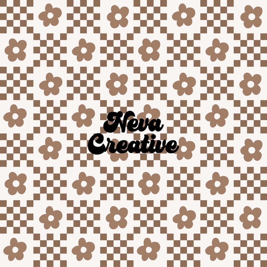 Retro Brown Checker Daisy Seamless Pattern (JPG File) - Etsy