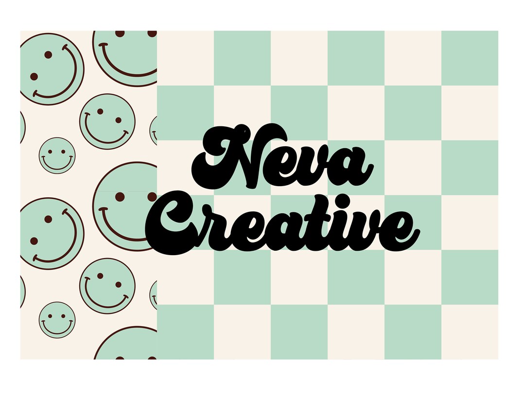 Mint Smiley Face Seamless Pattern: Baby Fabric Digital Paper (instant ...