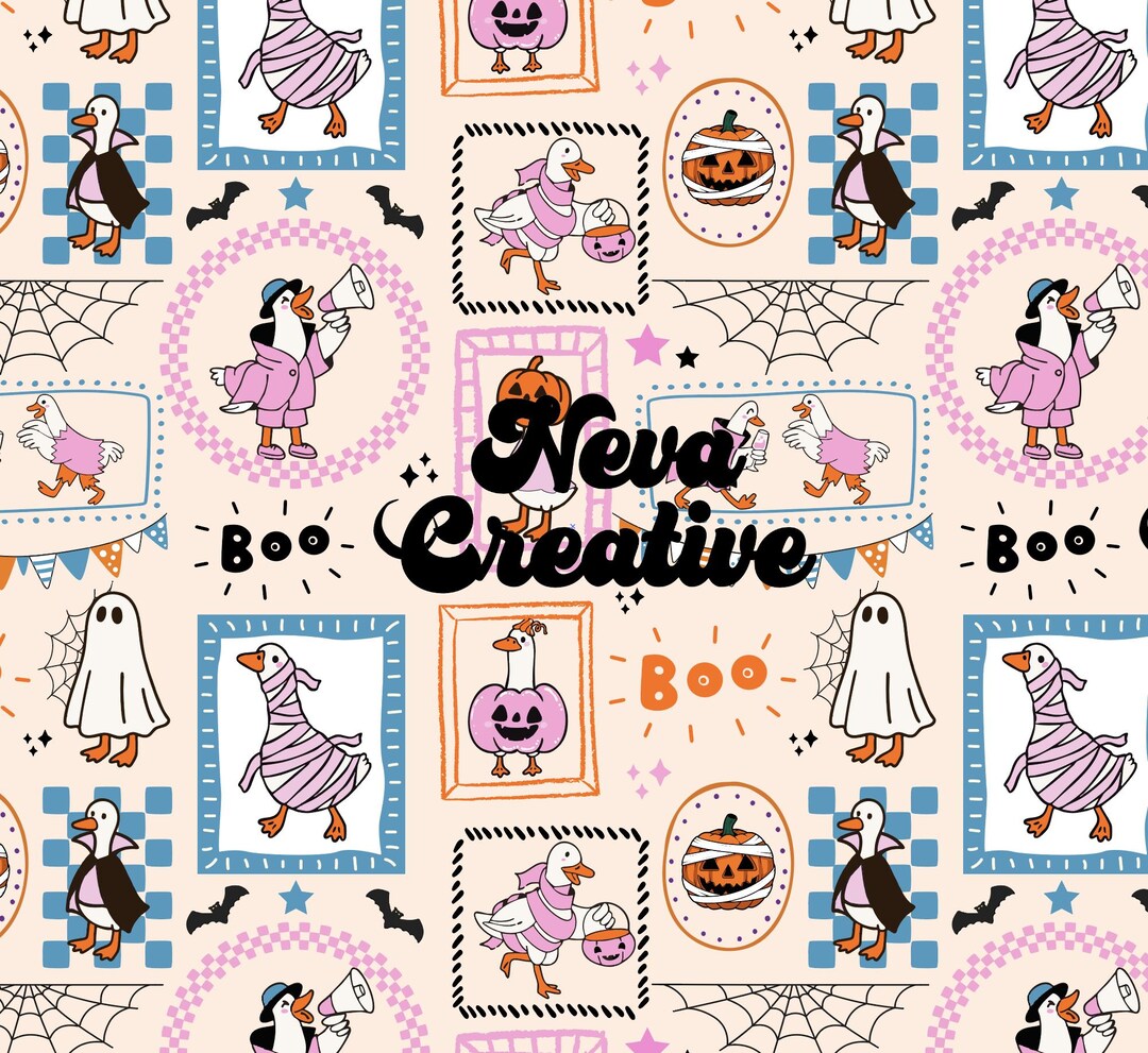 Halloween Silly Goose Seamless Pattern – Pastel Spring Fabric (digital ...