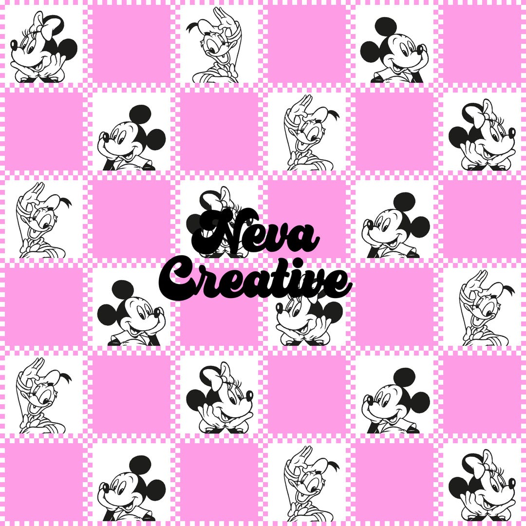 Pink Checkered Mickey Mouse Pattern: Seamless Digital Paper (12x12 ...