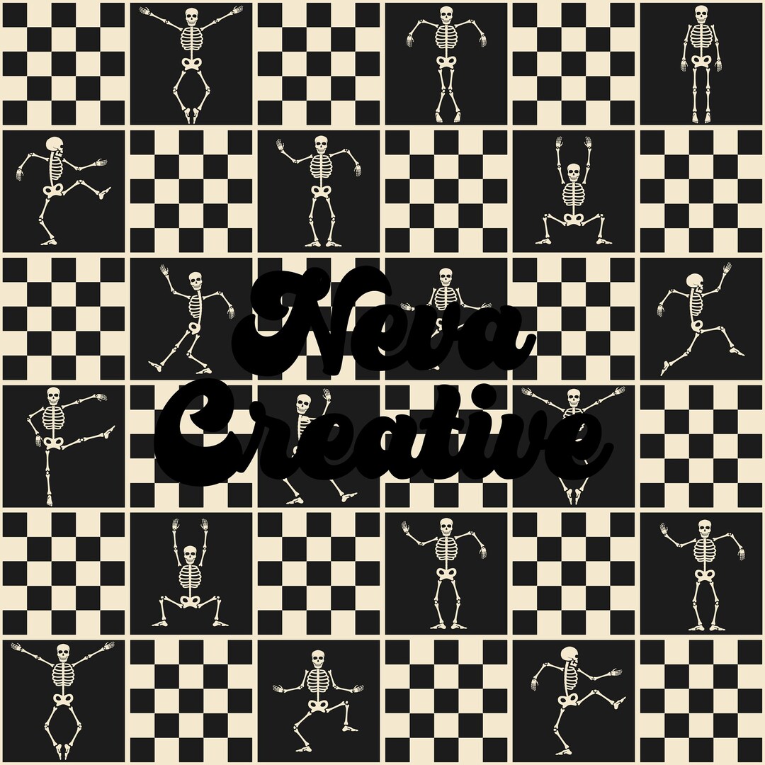 Halloween Checkered Seamless Pattern Skulls Seamless Paper Halloween ...