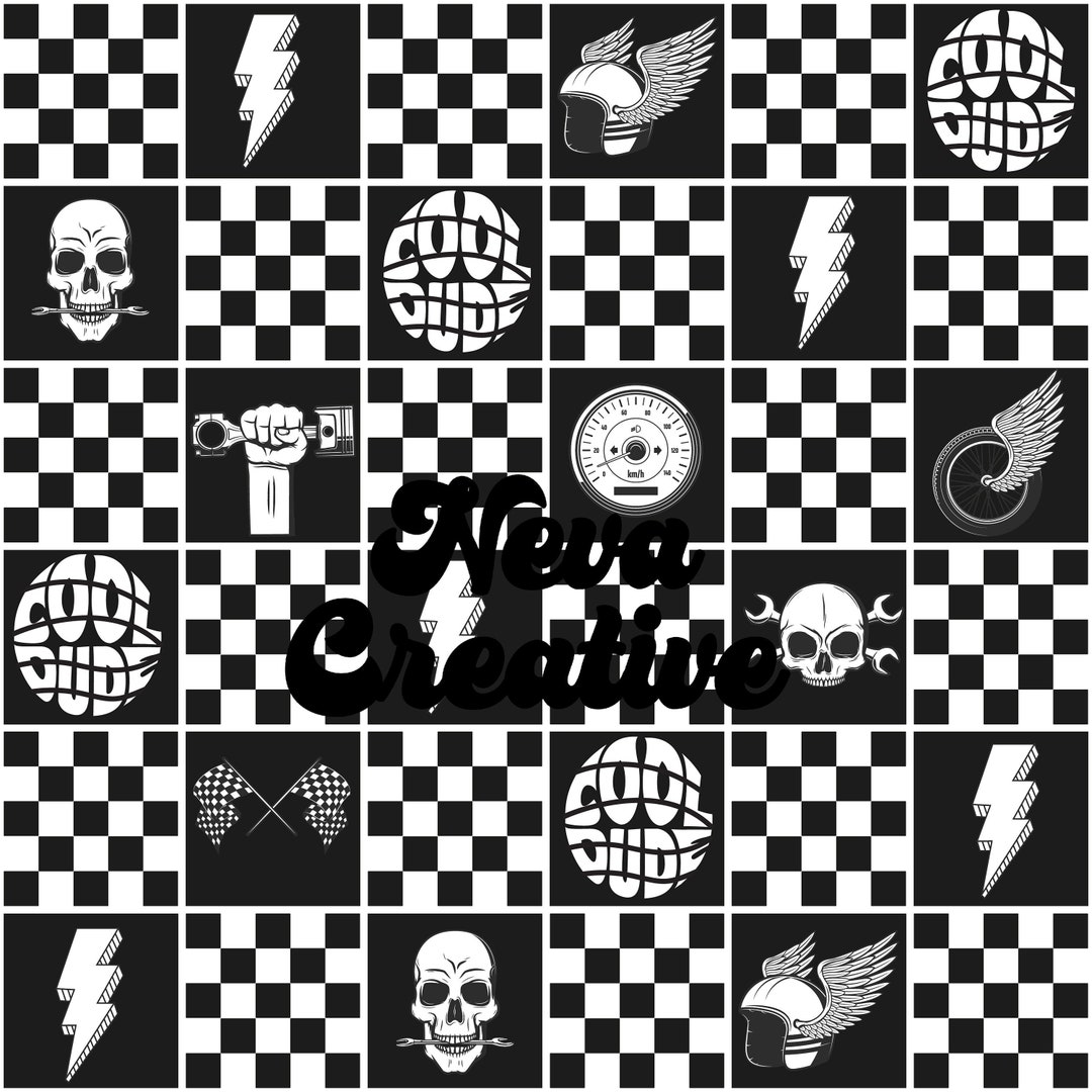 Two Different Pattern Cool Dude Black Skull Face Checks Pattern, Kids ...