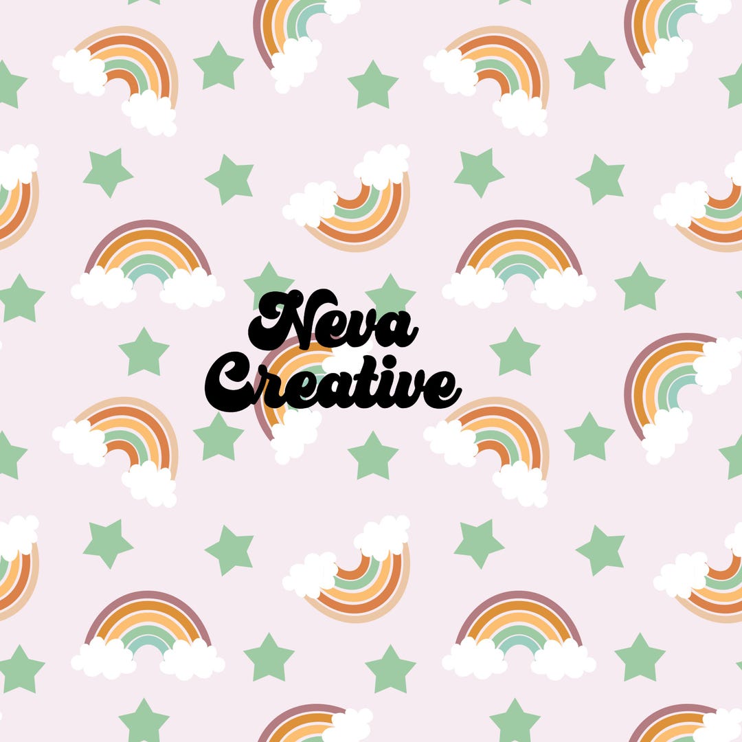 Retro Rainbow Stars Seamless Pattern: Summer Digital Paper (digital ...