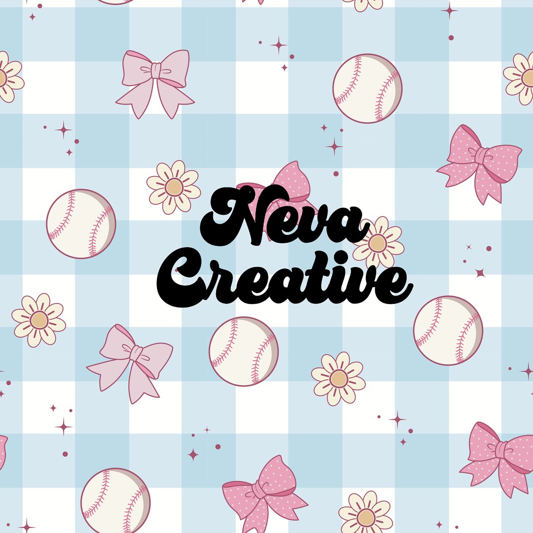 Floral Bow Baseball Seamless Pattern: Girly Fabric Design (JPG File) - Etsy