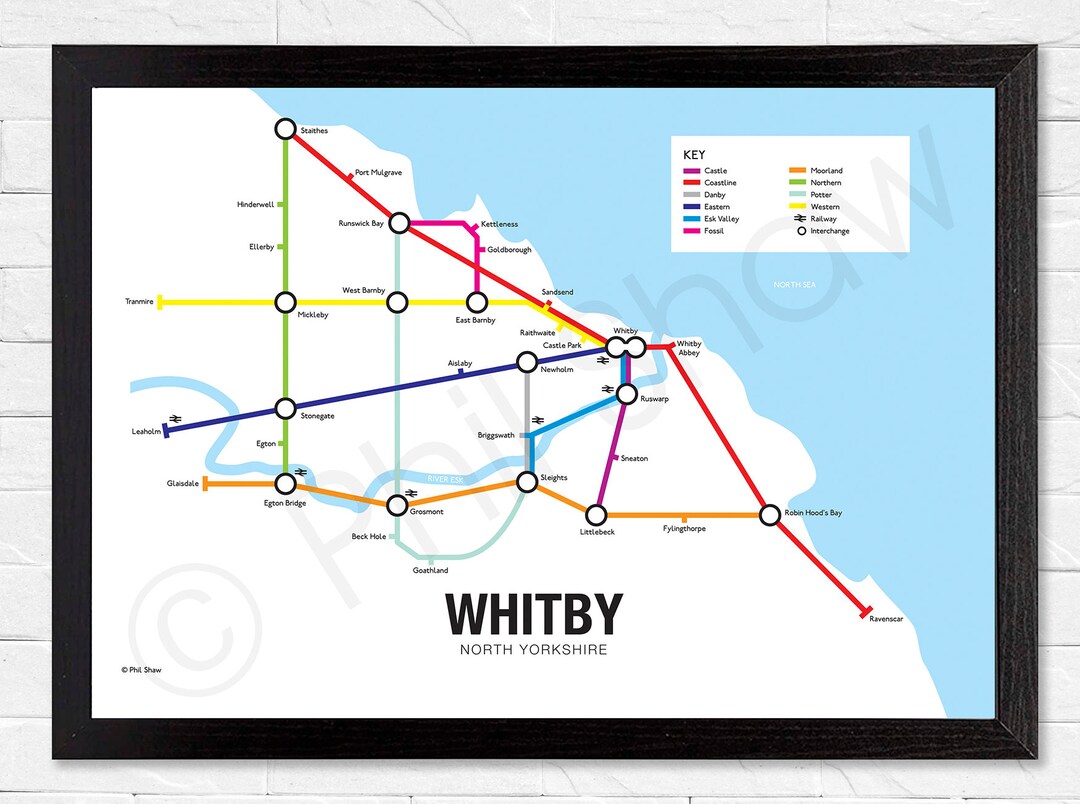 Map of Whitby Poster Graphic Print london Tube Style - Etsy