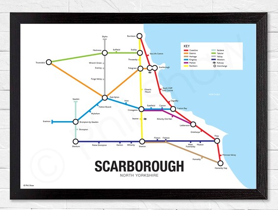 Map of Scarborough Poster Graphic Print london Tube Style | Etsy
