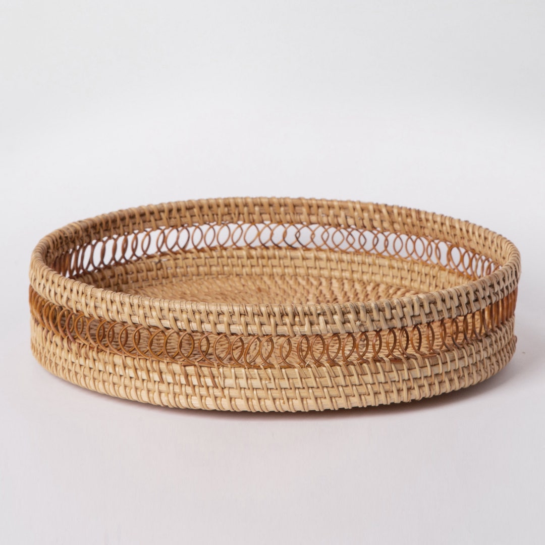 Natural Woven Round Seagrass Tray With Handles for Serving and Home ...