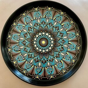 Mandala Dotting Tray Brown Blue Gold 36cm Home Decoration - Etsy