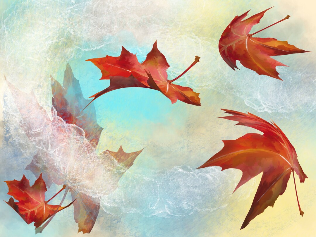 Autumn Leaves in the Wind, Original Art Print - Modern Nature Wall Art ...