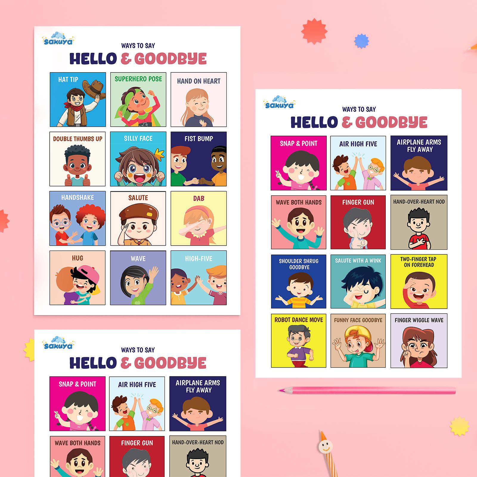 Ways to Say Hello and Goodbye Printable | Greetings for Kids | ESL ...