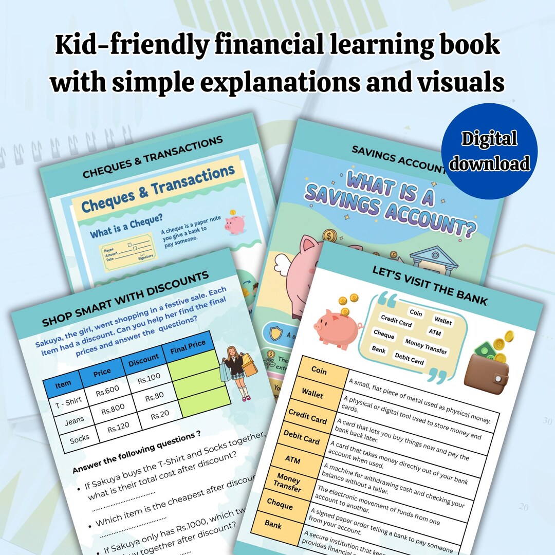 Financial Literacy for Kids Printable Book Learn About Saving Spending ...