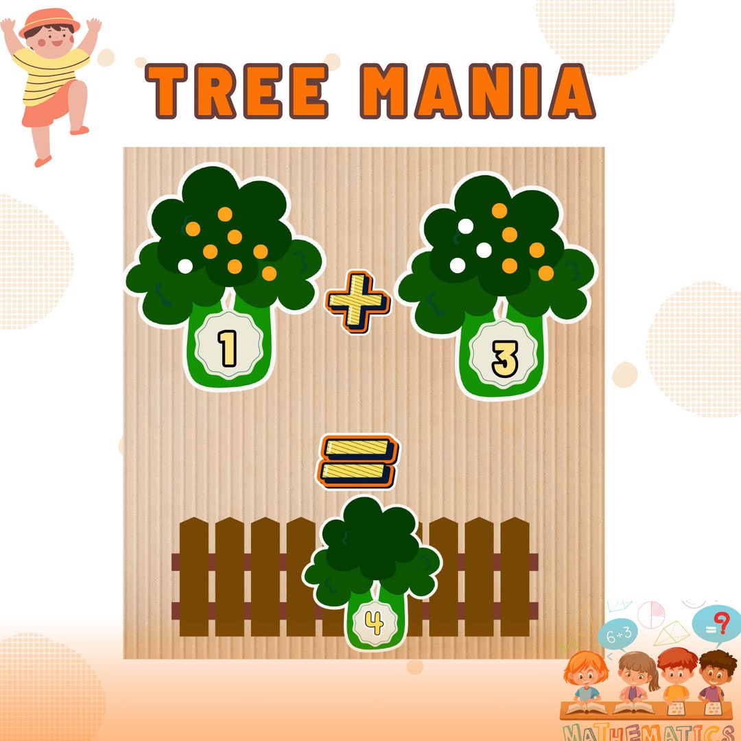 Tree Math Kids Addition Game -fun Learning Activity to Promote Number ...