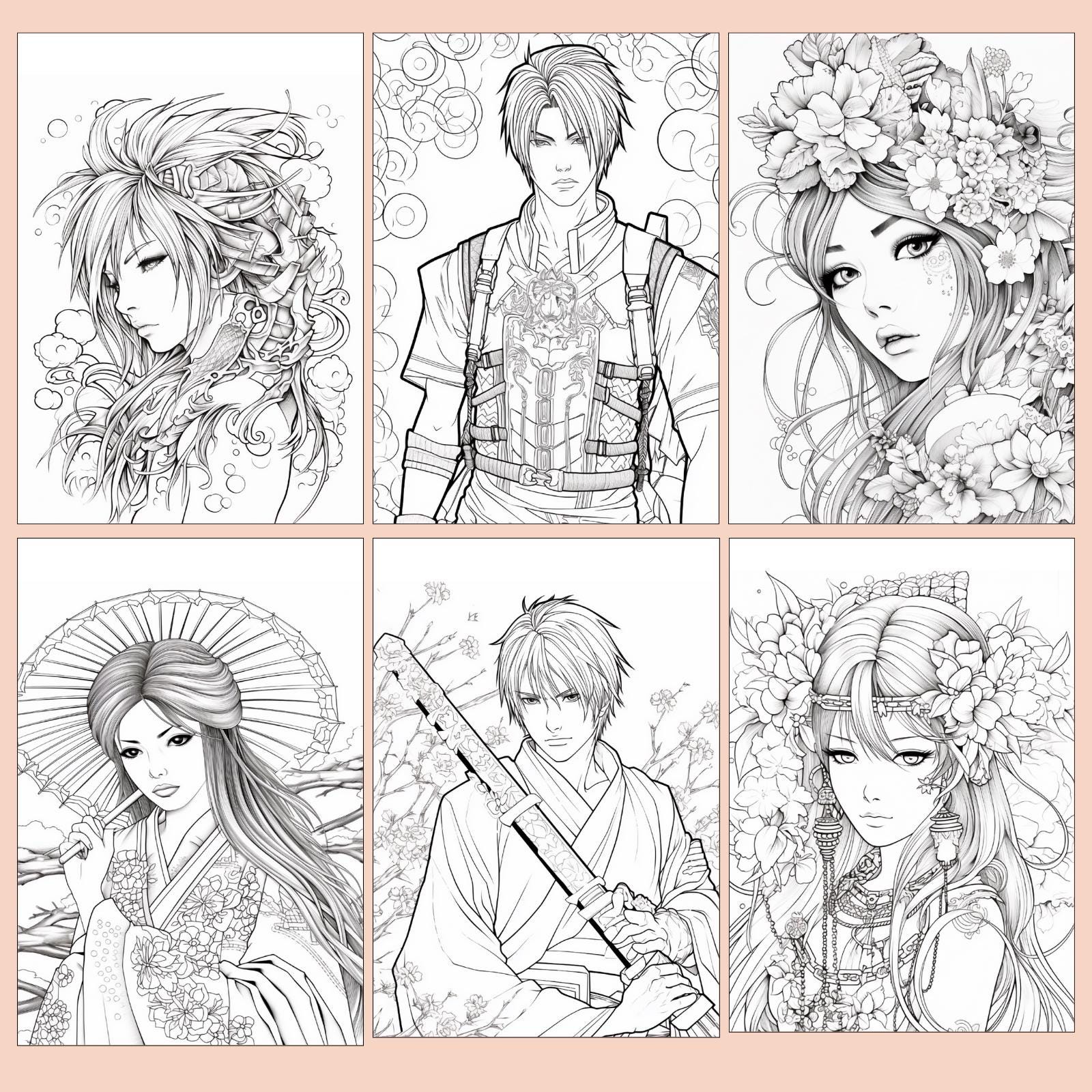 Printable Anime Coloring Book | Manga Coloring Pages for Kids & Adults ...
