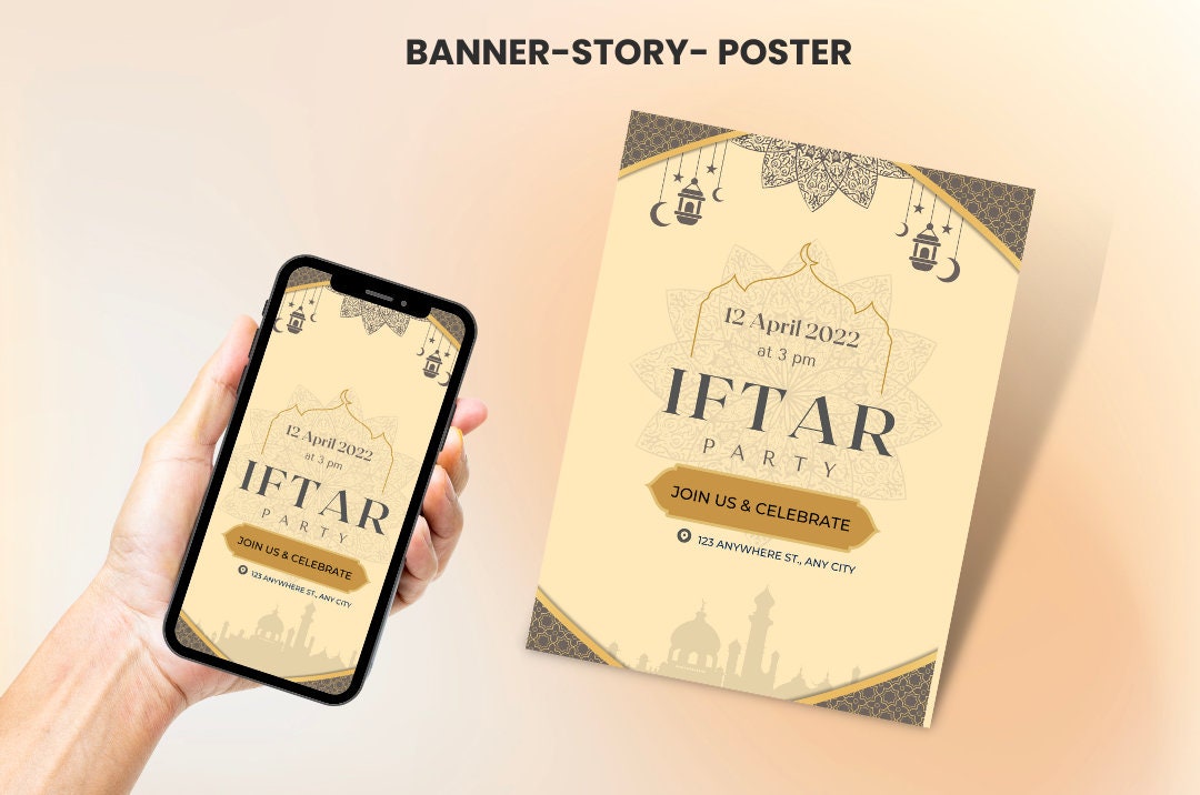 Customizable Iftar Invitation for Ramadan: Canva Editable Templates ...