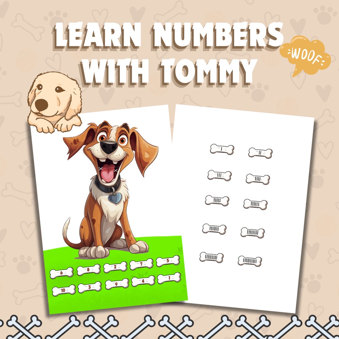 Learn Numbers With Tommy: Engaging Dog & Bone Number Matching Activity ...