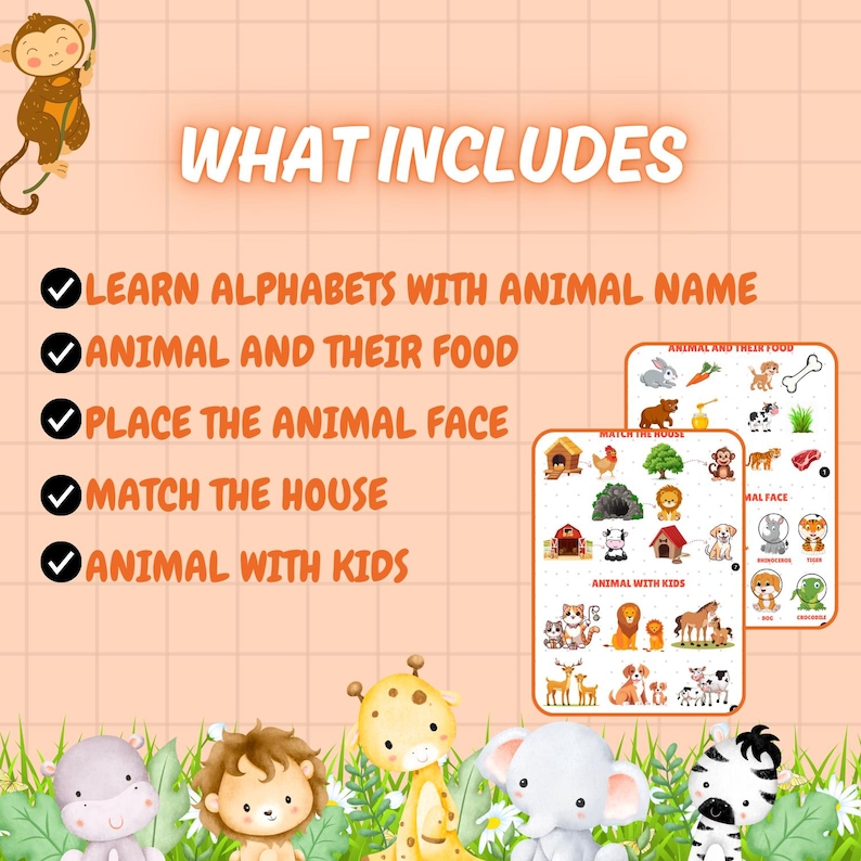 Animal Activity Book for Kids-printable 10 Fun Worksheets 3 Animal ...