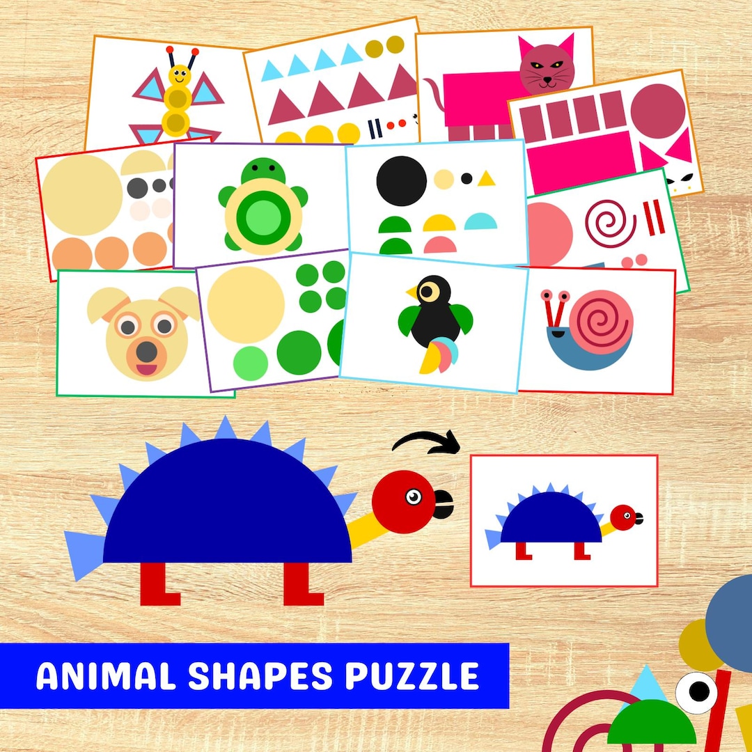 Printable Animal Puzzle Game for Toddlers | Animal Shape and Pattern ...