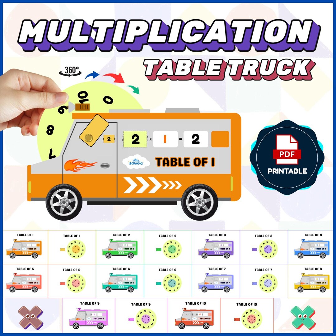 Printable Multiplication Truck Activity Book for Kids | Math Games ...