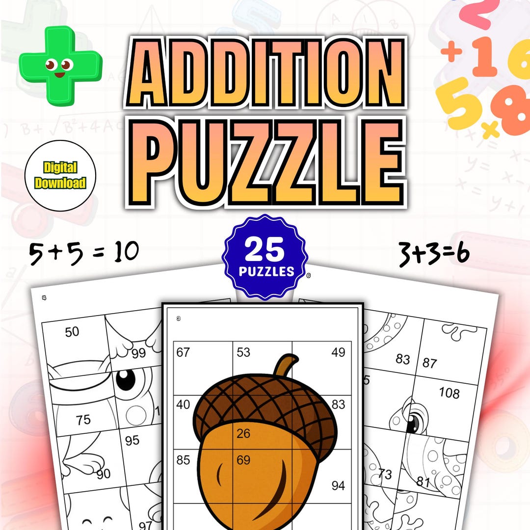 Addition Puzzle Activity Book | Math Workbook for Kids | Fun Math ...