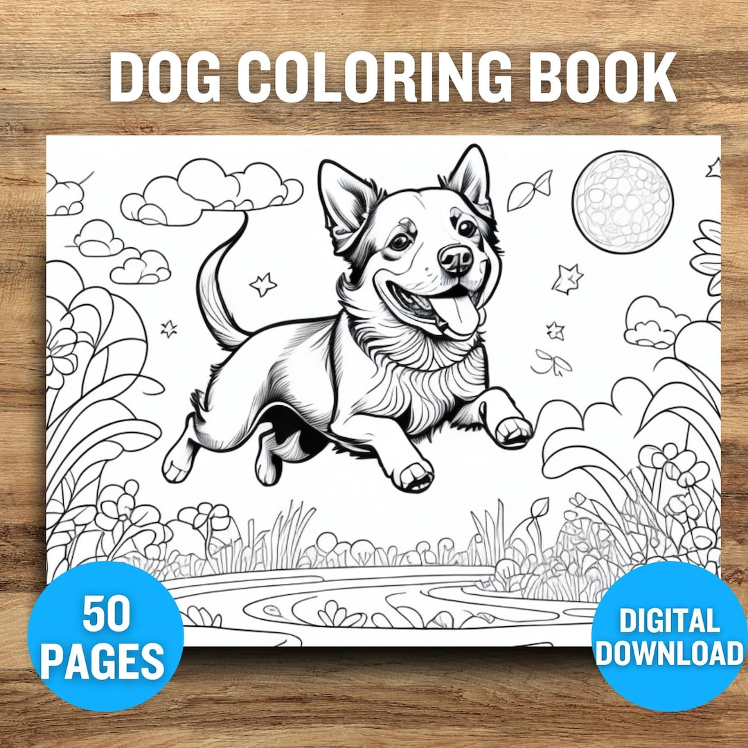 Digital Dog Coloring Book Printable Dog Coloring Pages for Kids cute ...