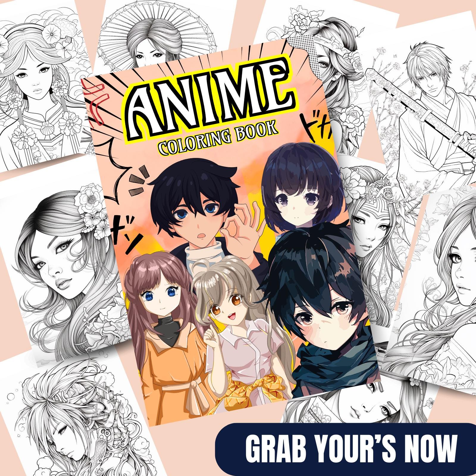 Printable Anime Coloring Book | Manga Coloring Pages for Kids & Adults ...