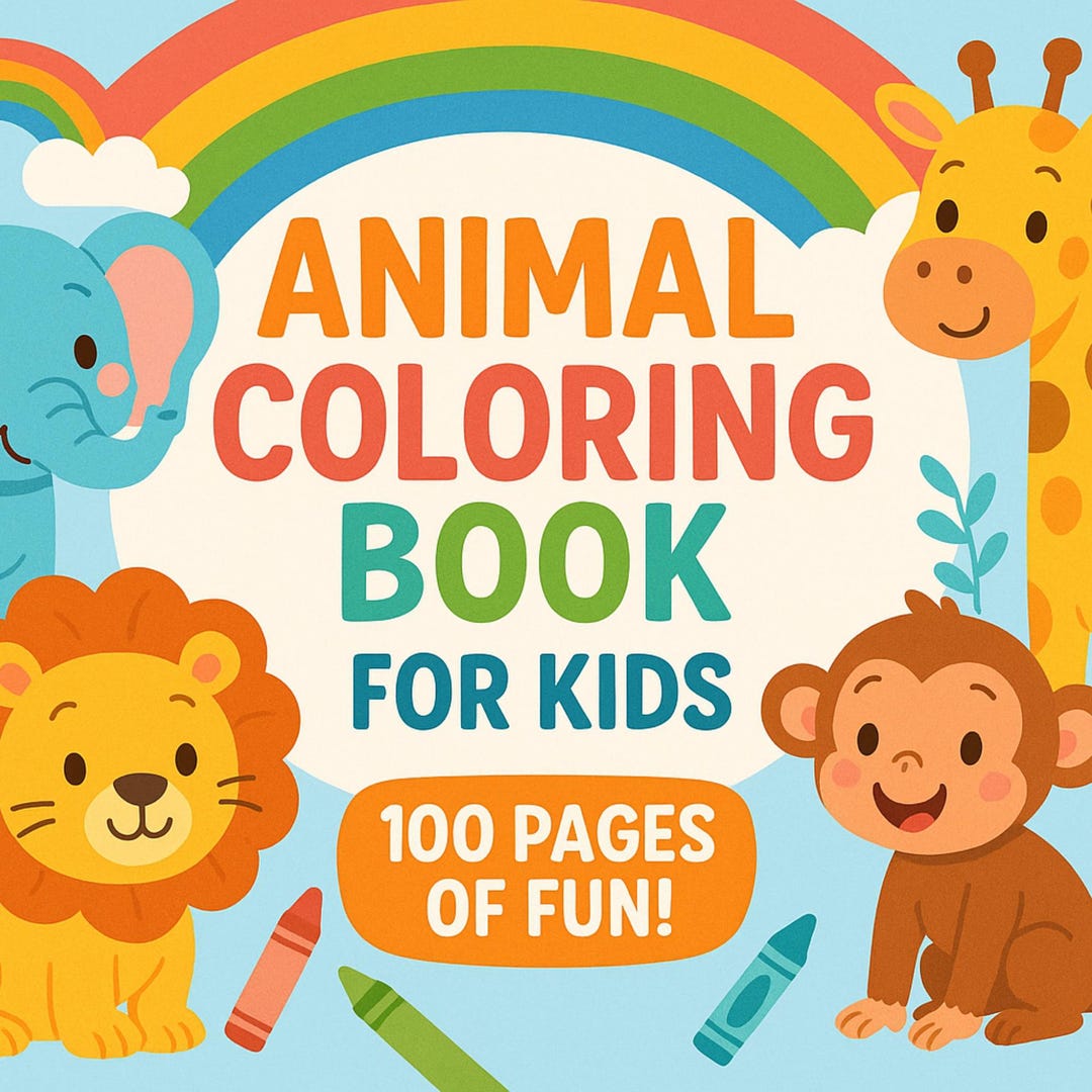 Animal Coloring Book for Kids Printable | 100 Page Digital Coloring ...